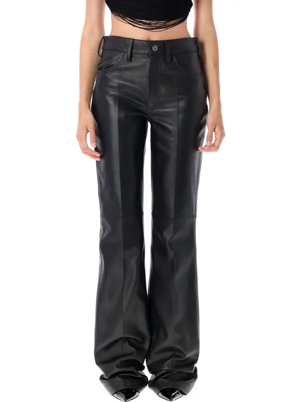 Attico Panelled Leather Trousers - Black