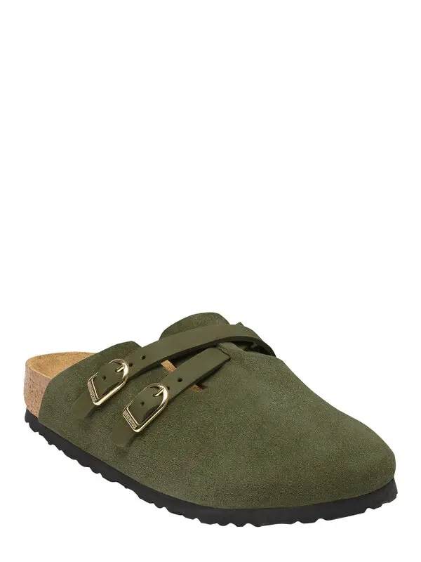BIRKENSTOCK Blair Suede Leather Clogs - Thyme