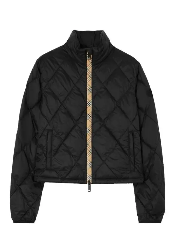 Burberry Packable Quilted Bramford Jacket With House Check Taping - Black