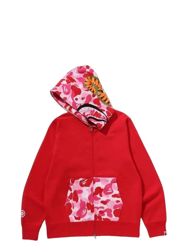 A BATHING APE Abc Camo Shark Full Zip Hoodie - Red