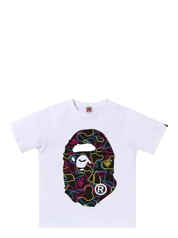 A BATHING APE Neon Camo Big Ape Head T-shirt - White