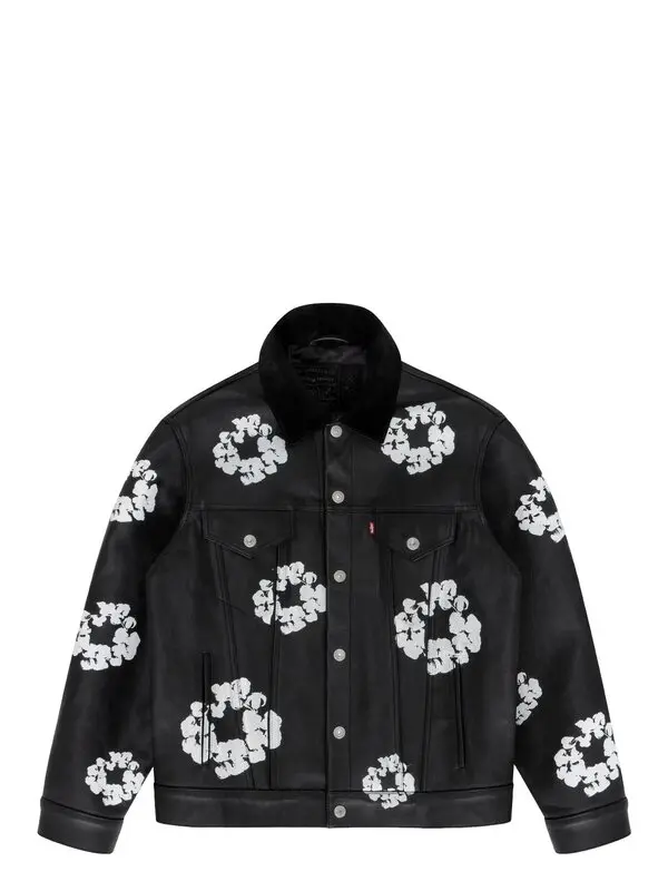 DENIM TEARS X Levi's Leather Cotton Wreath Type Iii Jacket - Black/white