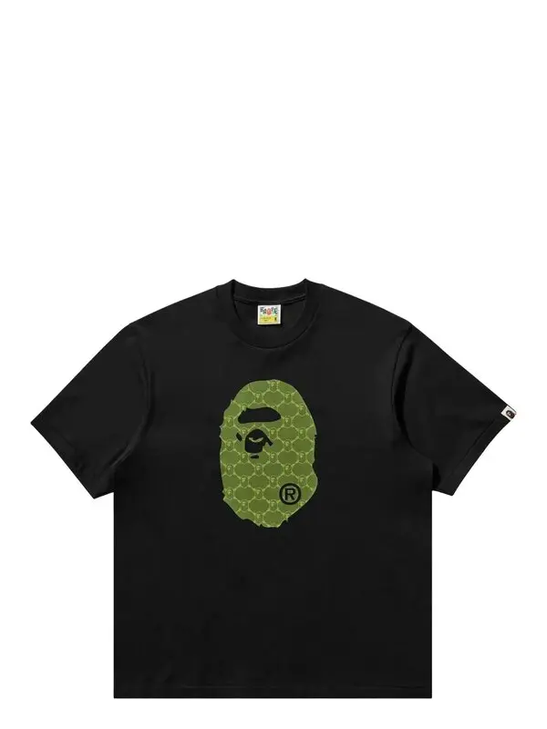A BATHING APE College Monogram Ape Head Relaxed Fit T-shirt - Black