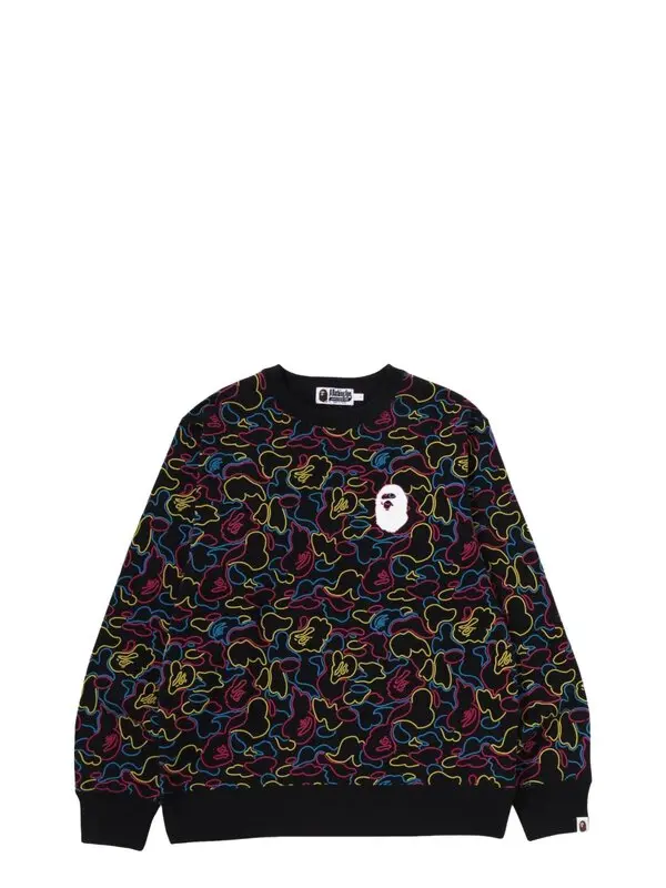 A BATHING APE Neon Camouflage Crewneck Sweatshirt - Multicolor
