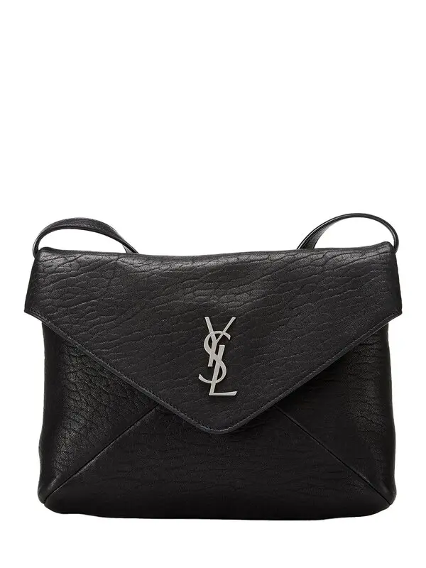 Saint Laurent Lambskin Cassandre Envelope Messenger Bag - Black