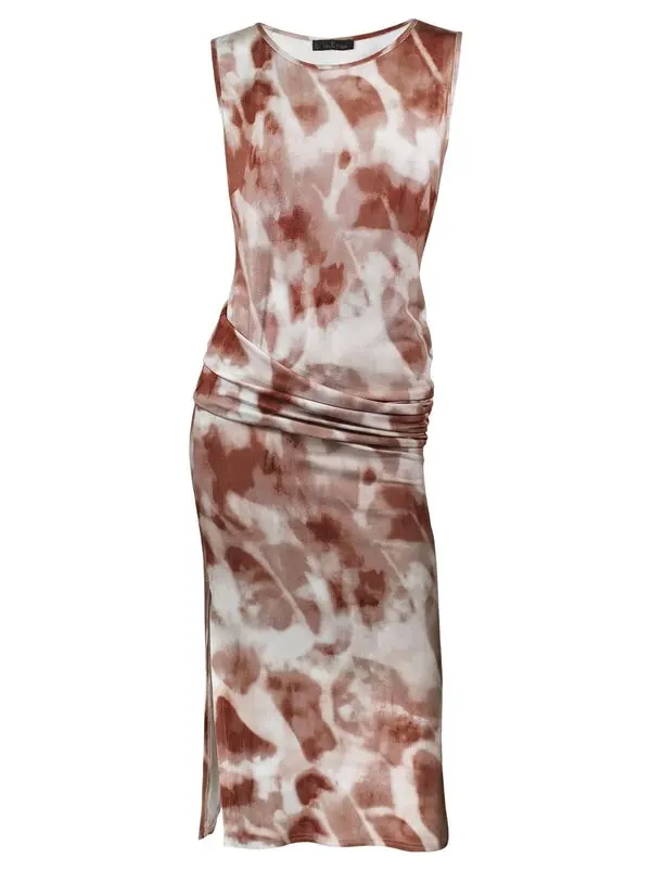 ME & THEE Sleeveless Ruched Detail Bamboo Jersey Maxi Dress With Side Slits - Brown