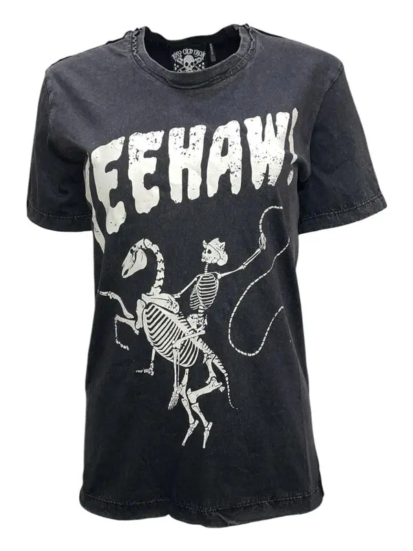 ANY OLD IRON Acid Wash Graphic T-shirt - Grey