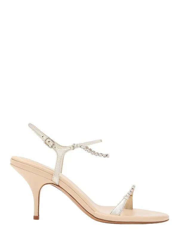 Chloé Zia 80 Embellished Leather Sandals - Beige