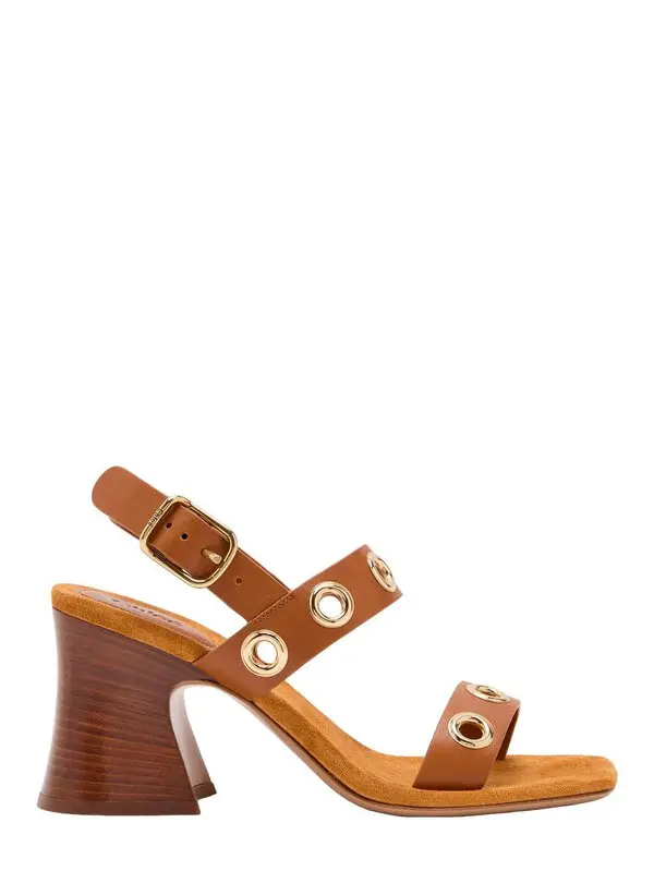 Chloé Janis 80 Eyelet Embellished Leather Sandals - Brown