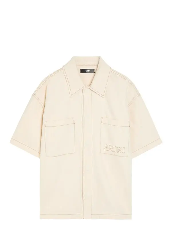 Amiri Logo-embroidered Denim Shirt - Ecru