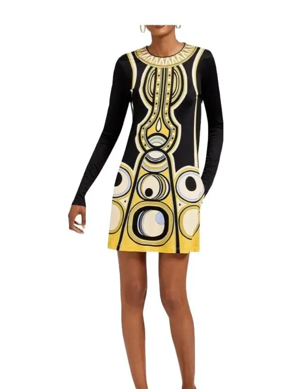 La DoubleJ Long Sleeve Printed Midi Dress - Multicolor