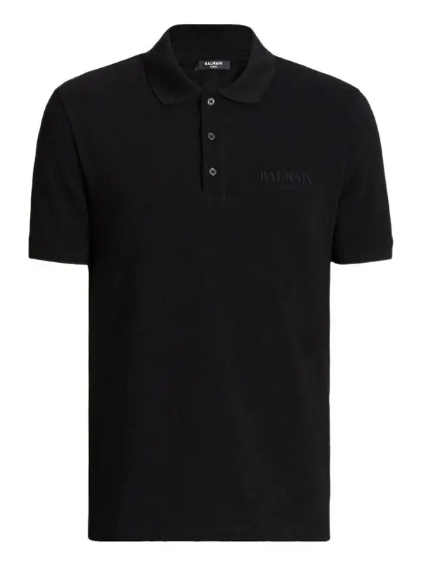 Balmain Embroidered Vintage Logo Polo Shirt - Black