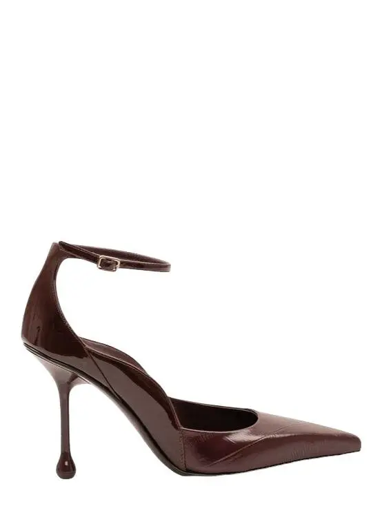 JIMMY CHOO Quinci 95 Ankle Strap Pumps - Brown