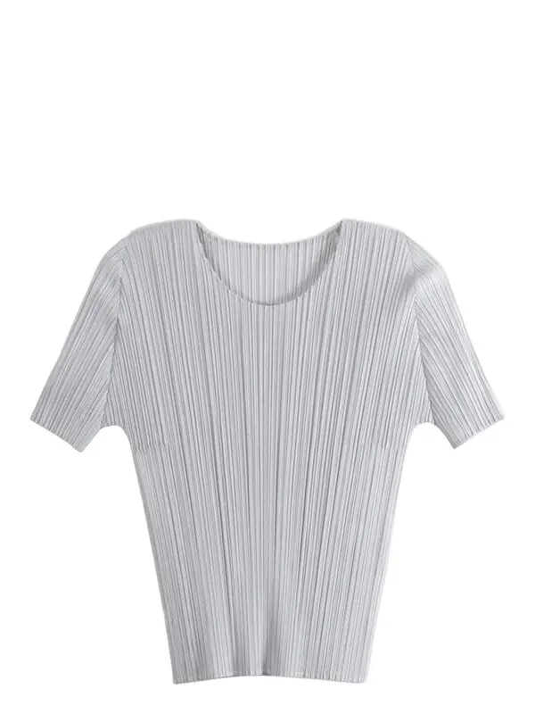 PLEATS PLEASE BY ISSEY MIYAKE Short Sleeve Crewneck Top - Gray
