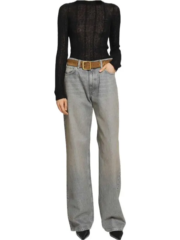 HAIKURE Semi-sheer Knitwear With Round Neck And Long Sleeves - Gray