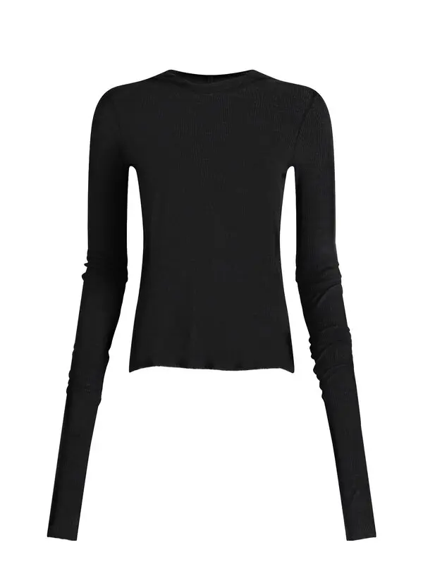 Rick Owens Long Sleeve Ribbed Hoodie - Black