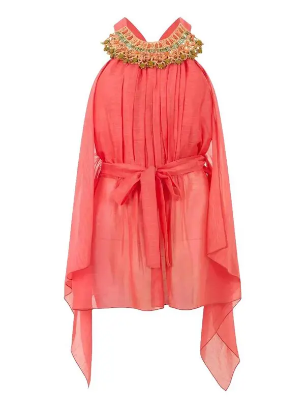 Alberta Ferretti Embellished Halterneck Blouse - Pink