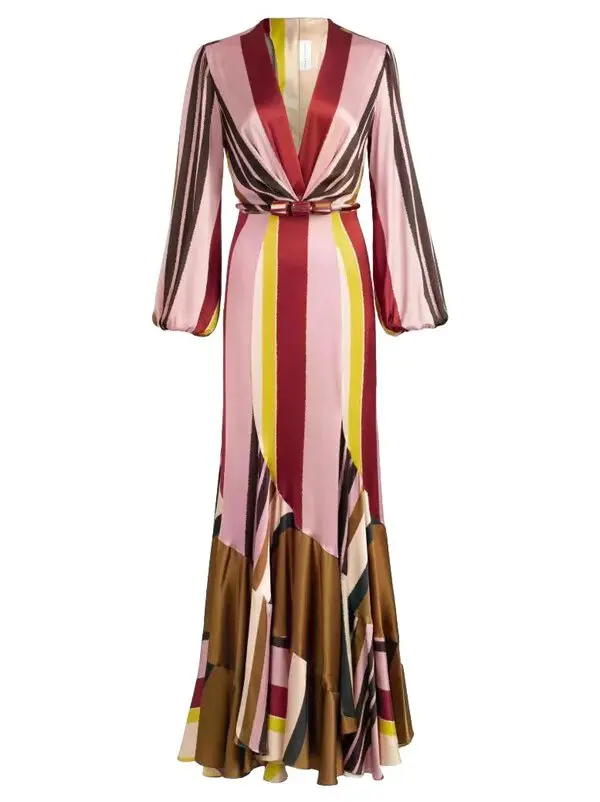 Silvia Tcherassi Remy Striped Maxi Dress - Pink