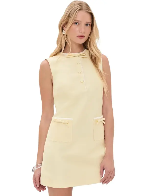 SELF-PORTRAIT Taffeta Bow Mini Dress - Yellow