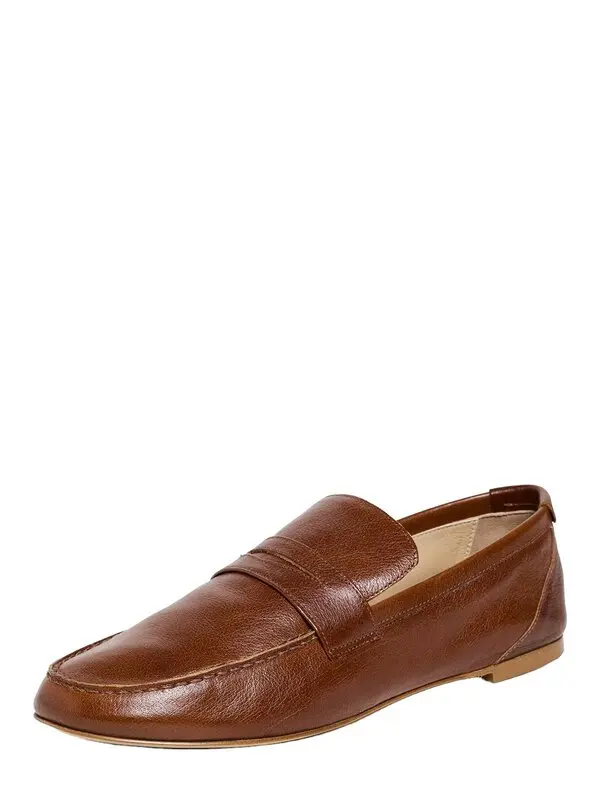 JAMIE HALLER The Penny Loafers In Buffalo Leather - Brown