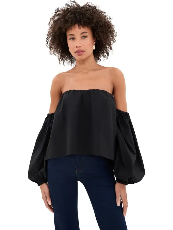 L'Agence Off-shoulder Bra Top With Detached Sleeves - Black