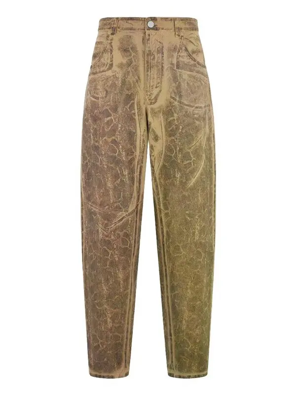 Alberta Ferretti Animal-print Tapered Jeans - Neutrals