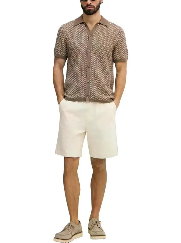 Guess Ryden Geometric-pattern Knit Shirt - Brown