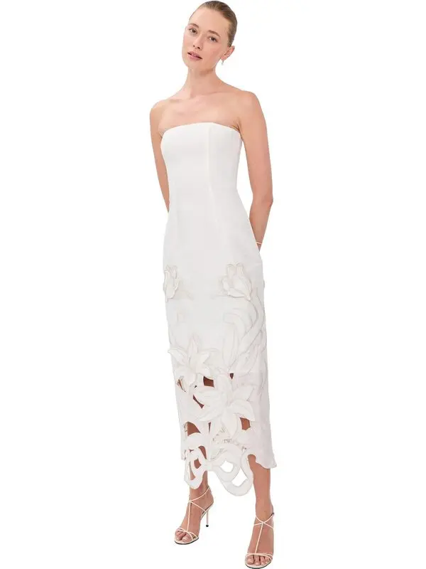 LEO LIN Rayna Applique Bustier Maxi Dress - Snow