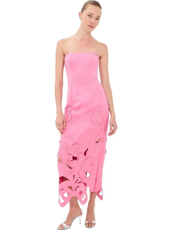 LEO LIN Rayna Applique Bustier Maxi Dress - Fuchsia