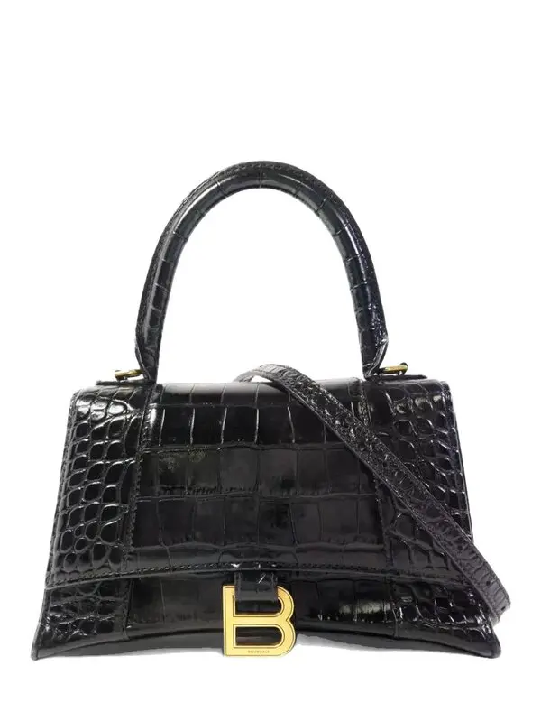 Balenciaga Hourglass Crocodile-effect Tote Bag - Black