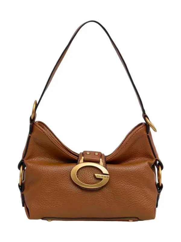 Guess Logo Plaque Pebbled Texture Tote Bag - Brown