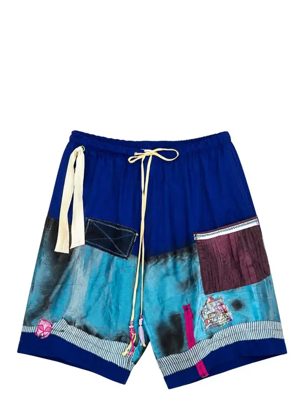 Miro Misljen Patchwork Shorts - Blue/white