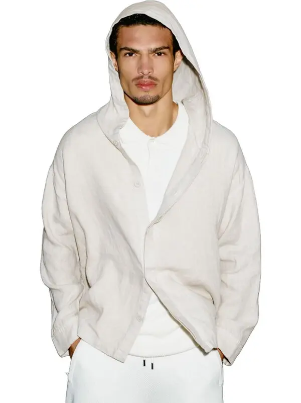 Alo Yoga Linen Days Button Up Hoodie - Bone