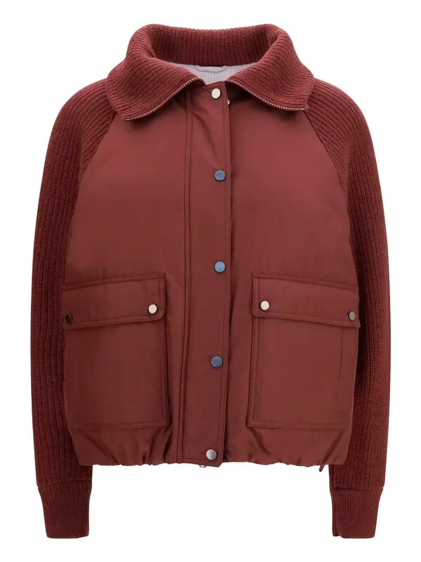 Brunello Cucinelli Down Jacket With Wool Sleeves - Multicolor