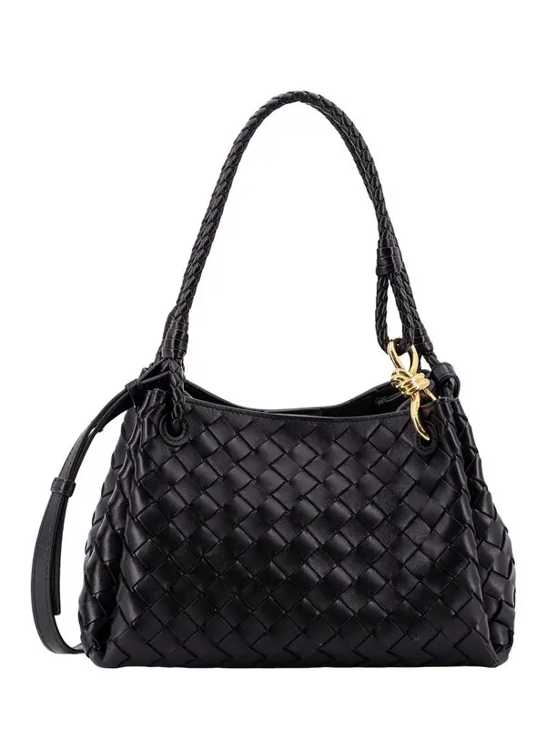 Bottega Veneta Parachute Leather Shoulder Bag With Intrecciato Motif And Knot Detail - Multicolor