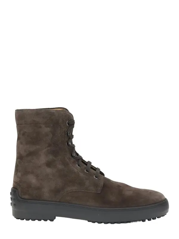 TOD'S Suede Lace-up Ankle Boots With Lug Sole - Brown