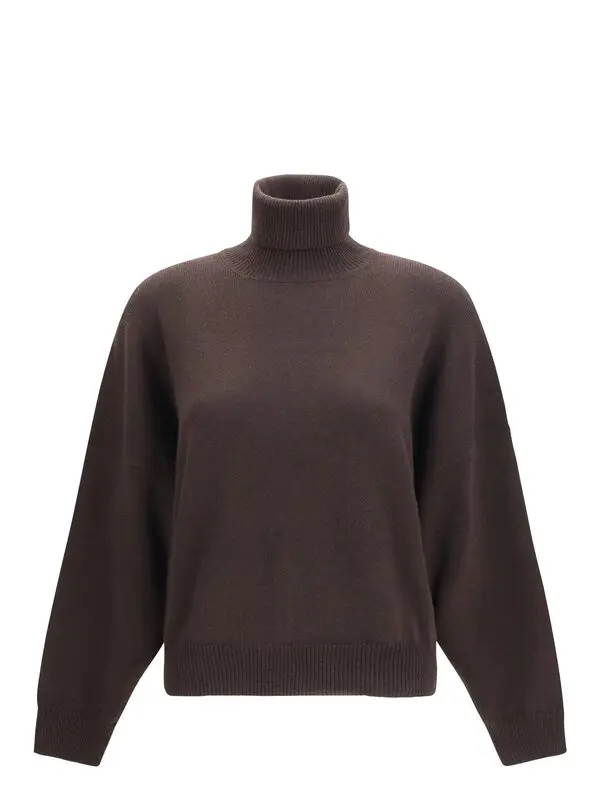Brunello Cucinelli Cashmere Turtleneck Cropped Sweater - Brown