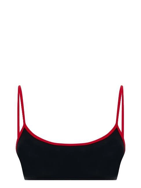 PCFG STORE Scoop Neck Bikini Top With Allover Print - Black