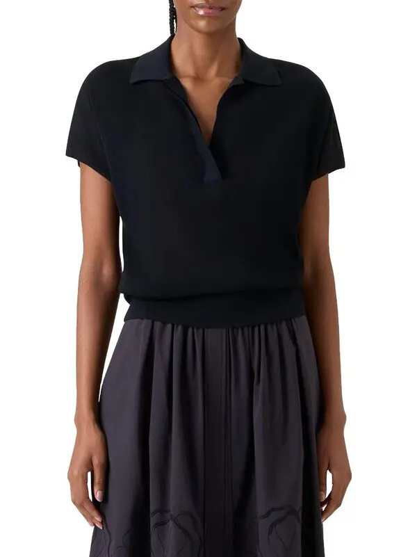 Akris Relaxed Fit Polo Sweater - Black