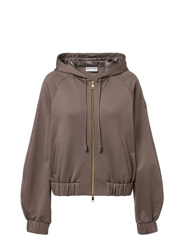 Moncler Jersey Zip-up Hoodie - Grey