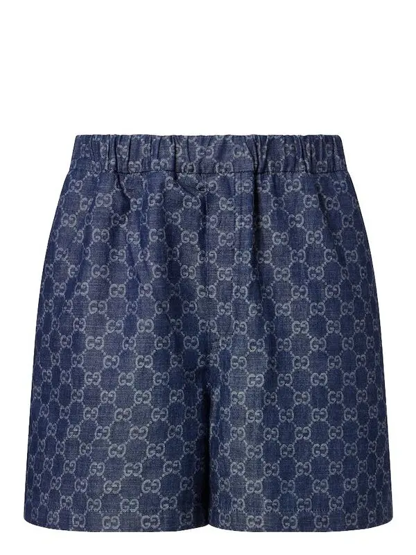 Gucci Gg Monogram Denim Shorts - Blue