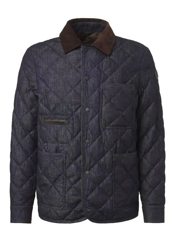 Moncler Quilted Denim Down Jacket - Blue
