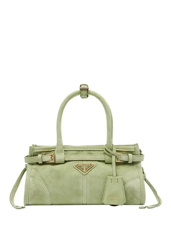 Prada Bonnie Mini Suede Top-handle Bag - Green
