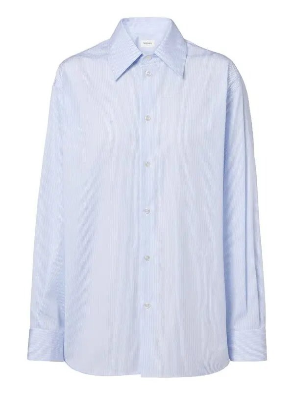 Saint Laurent Cassandre Pinstripe Cotton Shirt - Blue