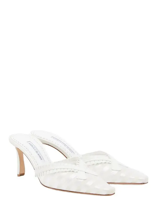 Manolo Blahnik Voluptia Organza Mules - White