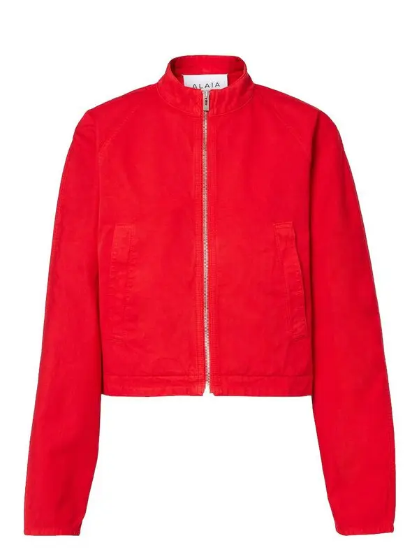 Alaïa Zip-up Denim Jacket - Red