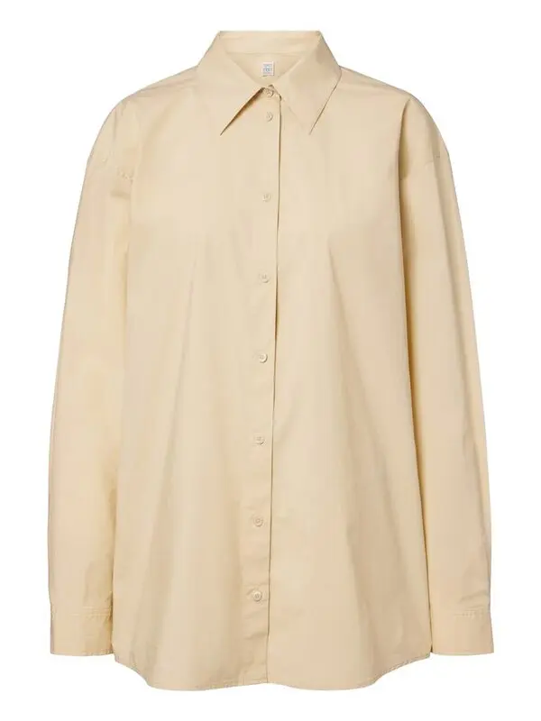 TOTEME Oversized Cotton Poplin Shirt - Beige