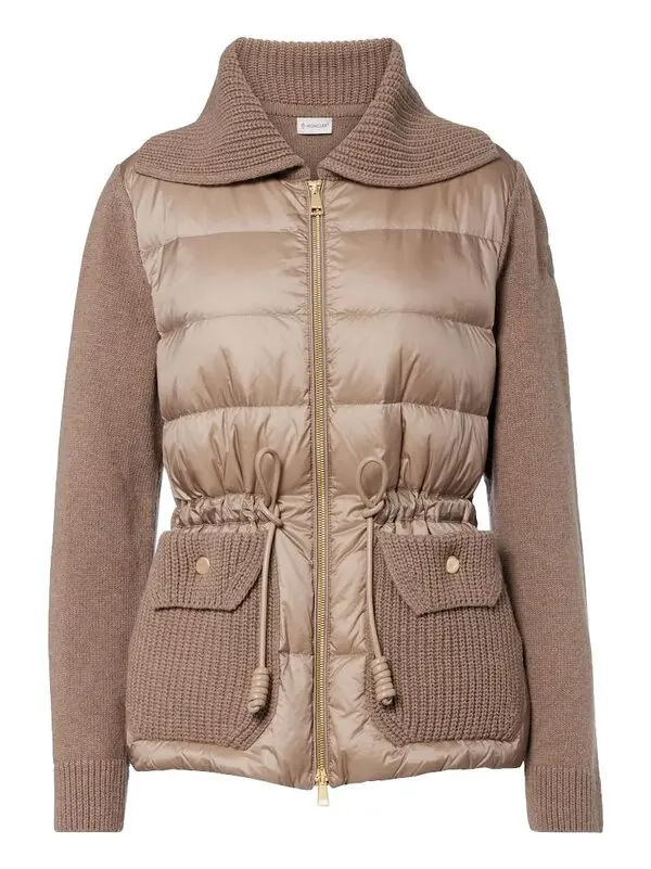 Moncler Down-paneled Wool And Cashmere Cardigan - Beige