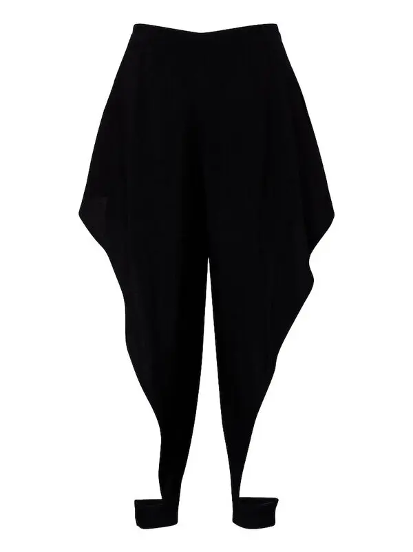 Alaïa Cutout Ruffled Tapered Pants - Black