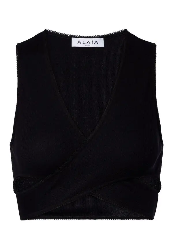 Alaïa Ribbed-knit Jersey Crop Top - Black